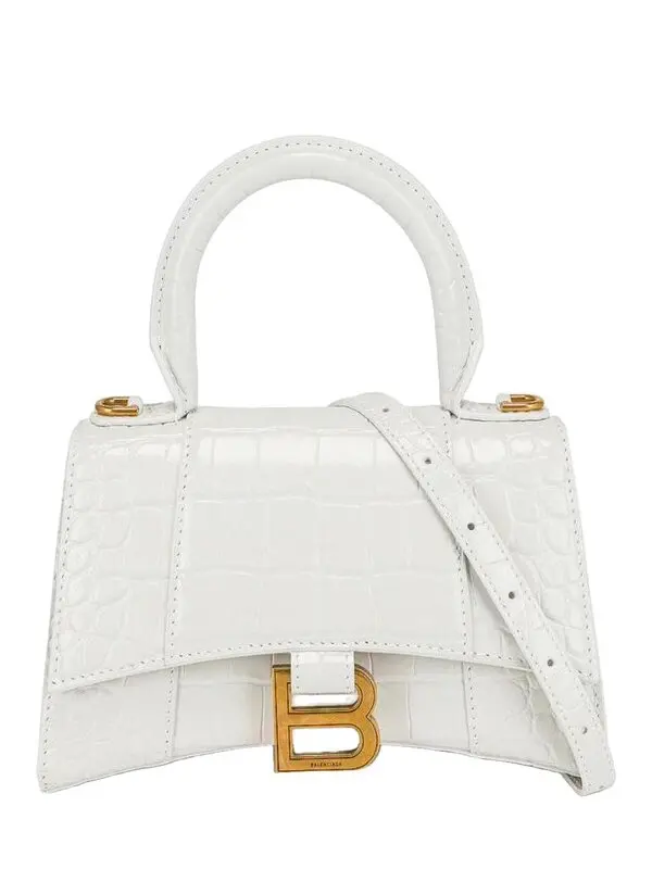 Balenciaga Hourglass Xs Top Handle Bag - White