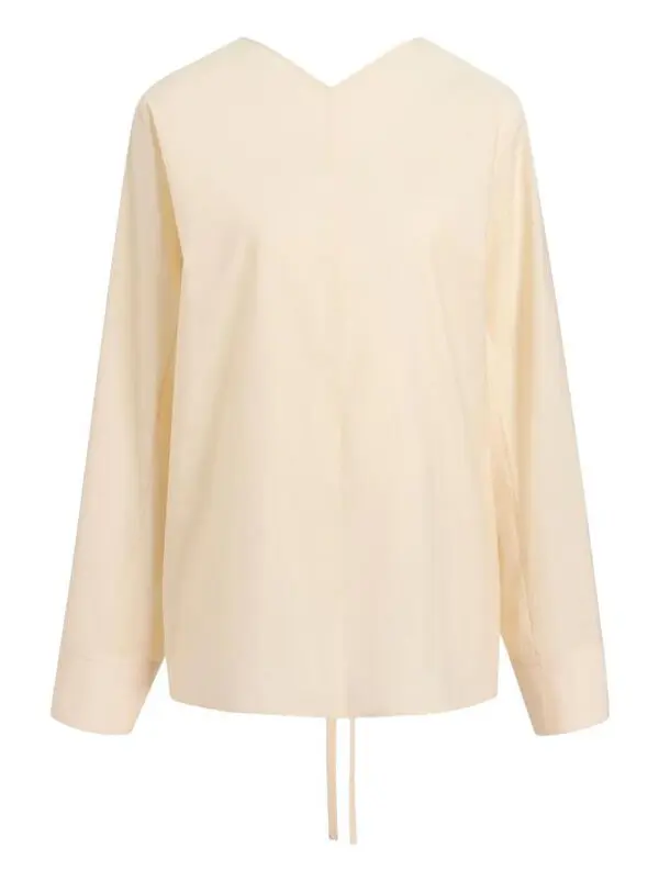 Khaite Durion V-neck Sculptural Sleeve Top - Nude