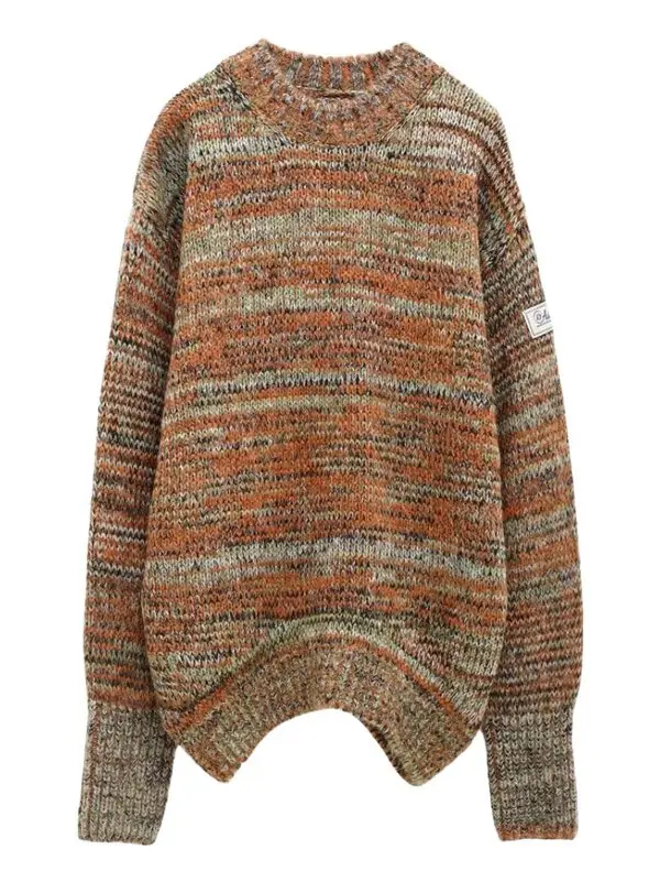 ADER ERROR Striped Round Neck Knitted Sweater - Brown
