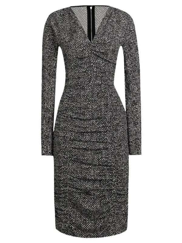 Dolce & Gabbana Chevron Gathered Midi Dress - Multi-color