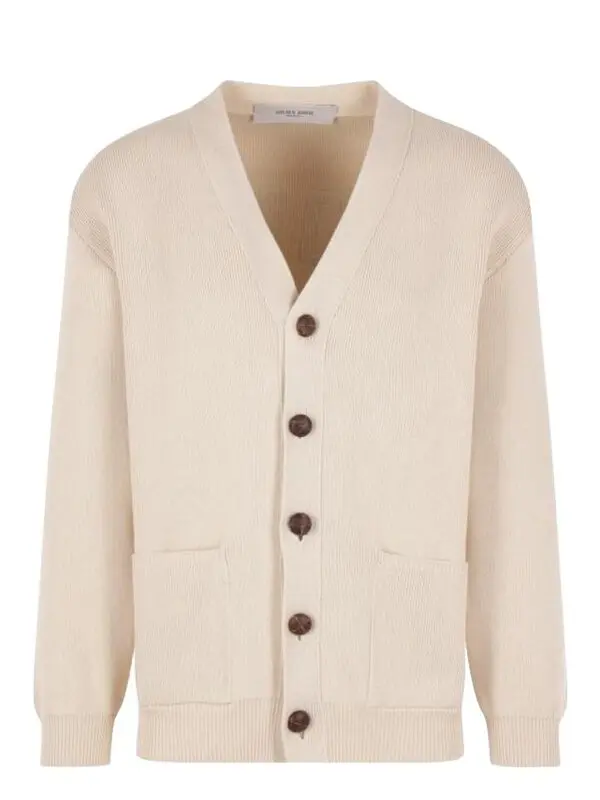 GOLDEN GOOSE Long-sleeved V-neck Knitwear - Nude