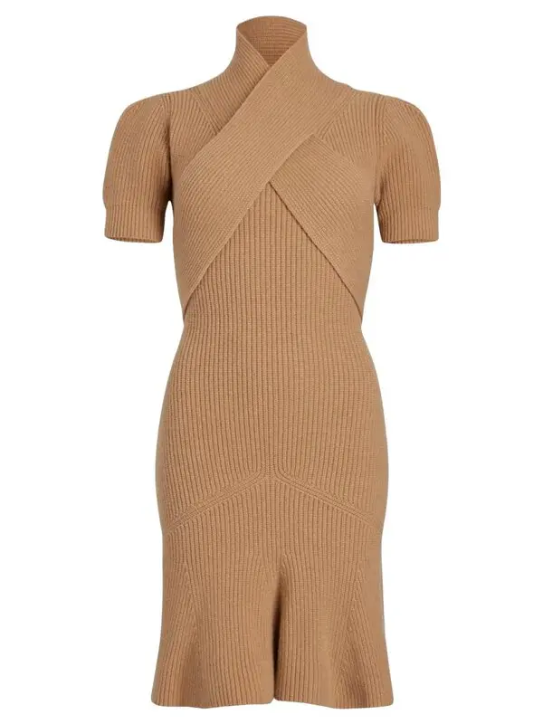 PATOU Crossover Neck Knitted Midi Dress - Nude