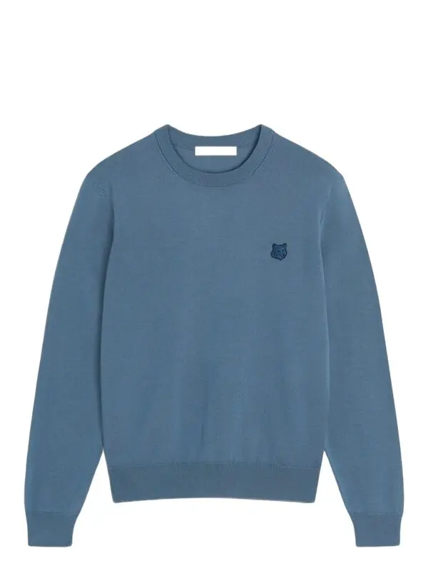 Maison Kitsuné Bold Fox Head Patch Knit Jumper - Brittany Blue