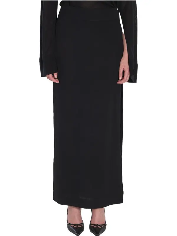TOTEME Side Slit Slim Fit Midi Skirt - Black