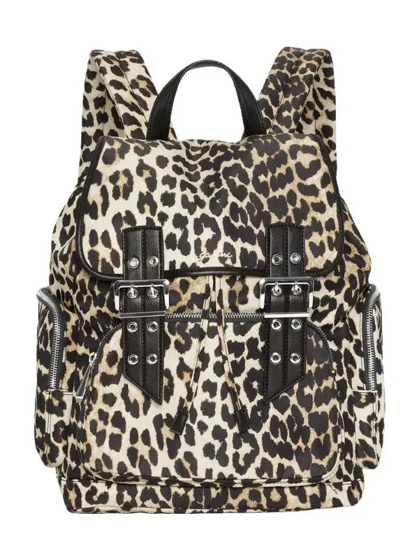 GANNI Print Buckle Backpack - Leopard