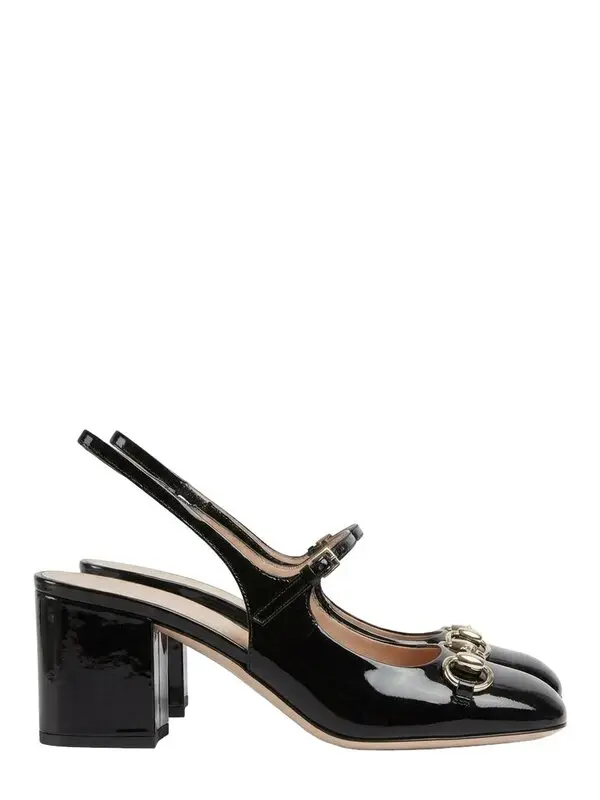Gucci Horsebit Detailed Square Toe Pumps - Black