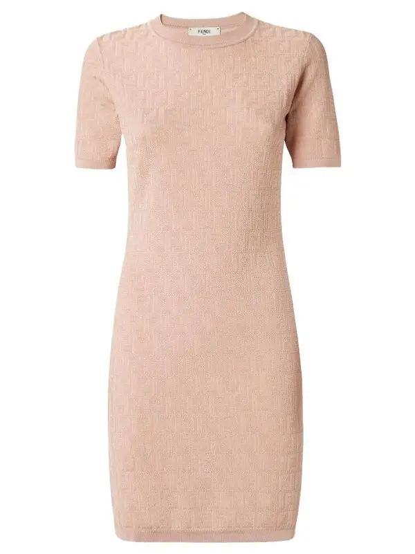 Fendi Short Sleeved Crewneck Dress - Pink