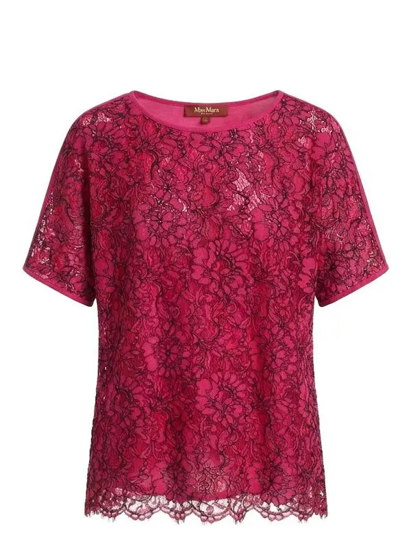 Sportmax Short-sleeved T-shirt With Floral Lace - Red