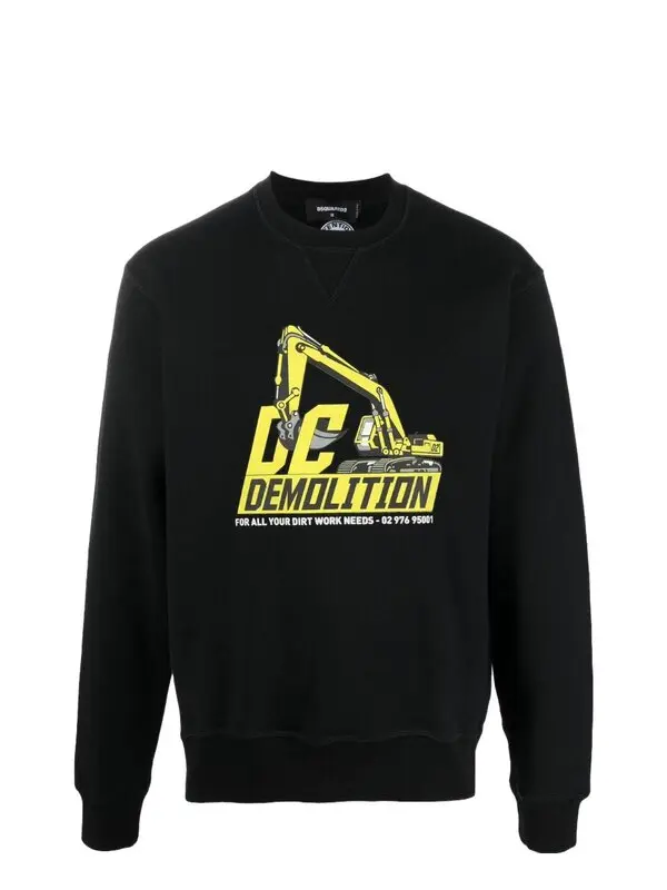 Dsquared2 Graphic Print Cotton Sweatshirt - Black