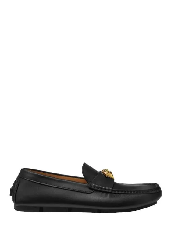 Versace Medusa-head Ruched Loafers - Black