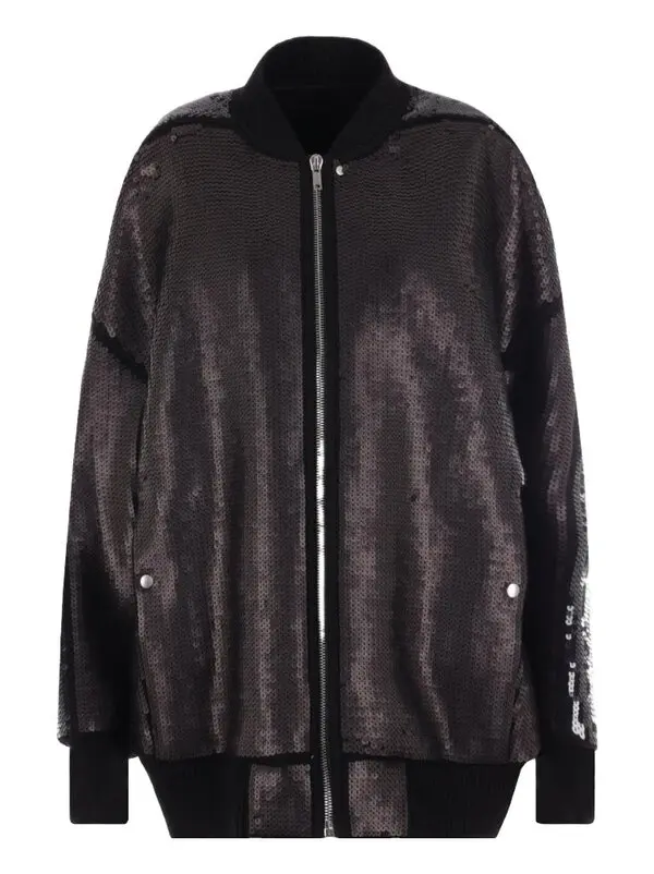 Rick Owens Peter Sequin Embellished Bomber Jacket - Black