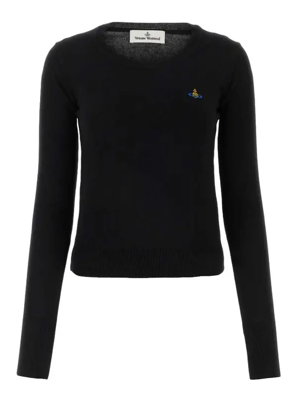 VIVIENNE WESTWOOD Orb Embroidered Long-sleeved Jumper - Black