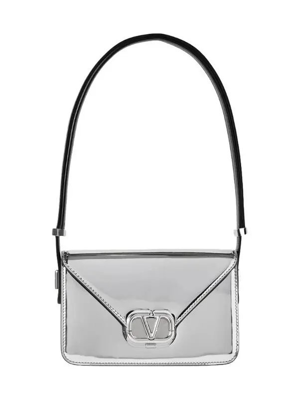 Valentino Garavani Letter Foldover Top Shoulder Bag - Gray