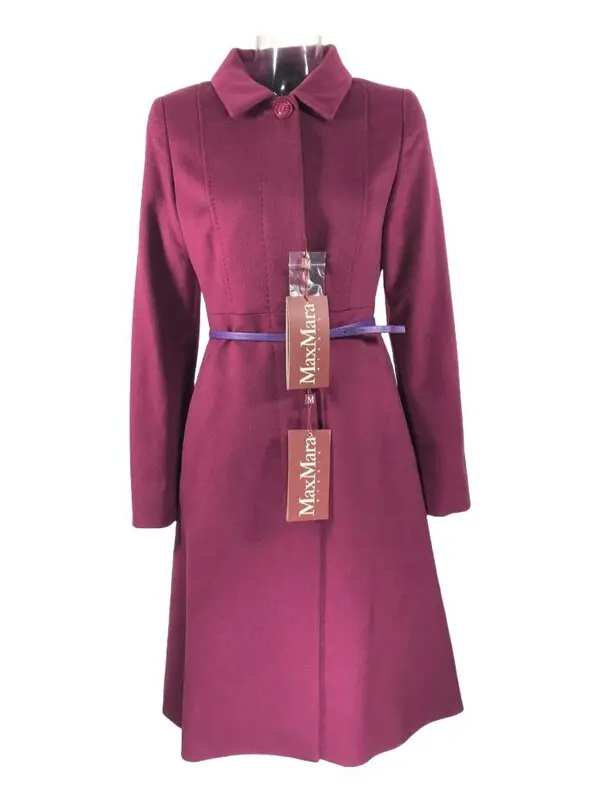 Max Mara Logo Cashmere Coat - Red
