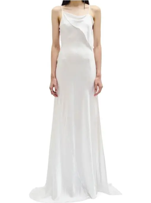 ANN DEMEULEMEESTER Satin Maxi Dress - Natural White