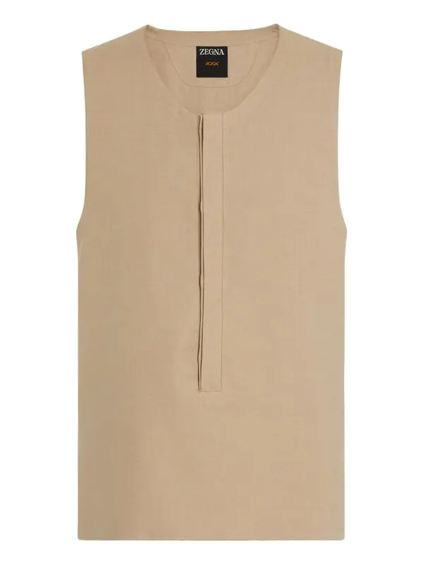 Zegna Oasi Lino Tank Shirt - Light Taupe