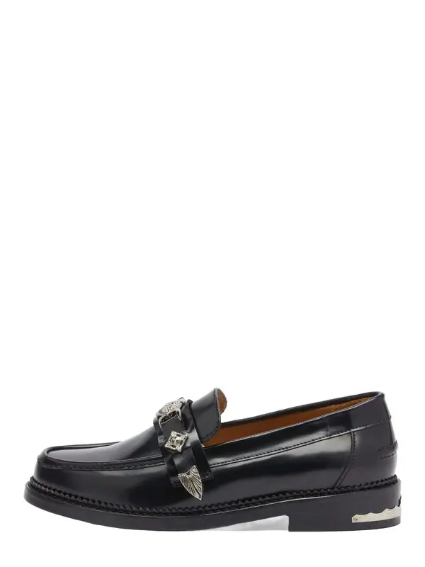 Toga Logo Embellished Low Heel Loafers - Black