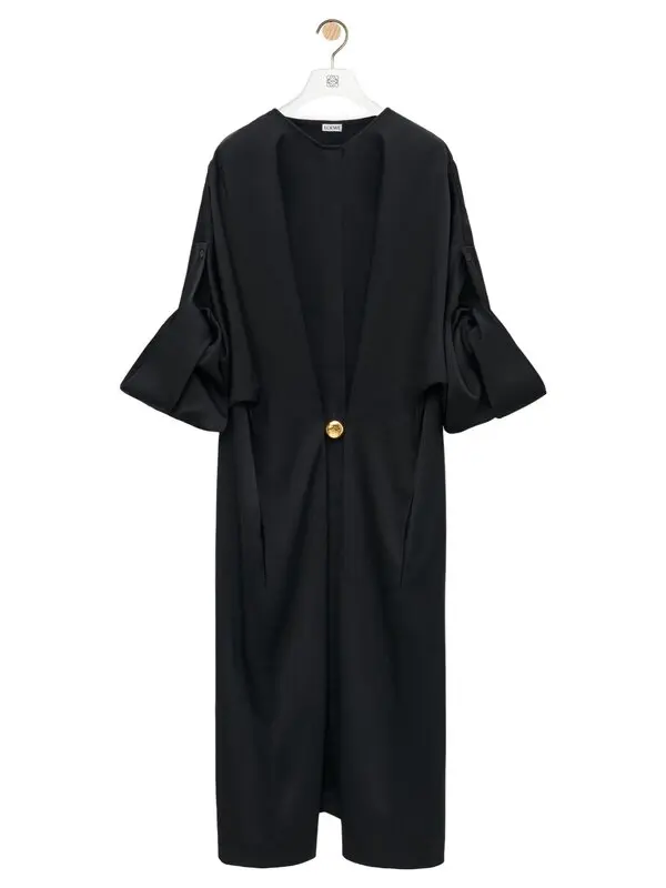Loewe Round Neck Midi Dress With Anagram Pebble Pins - Black