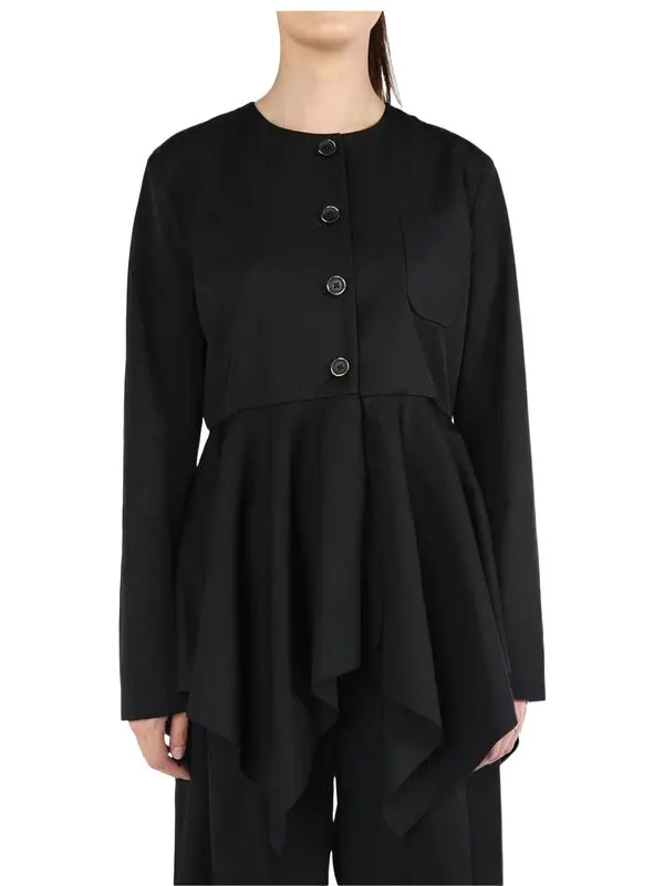 UMA WANG Long-sleeved Asymmetrical Jacket - Black