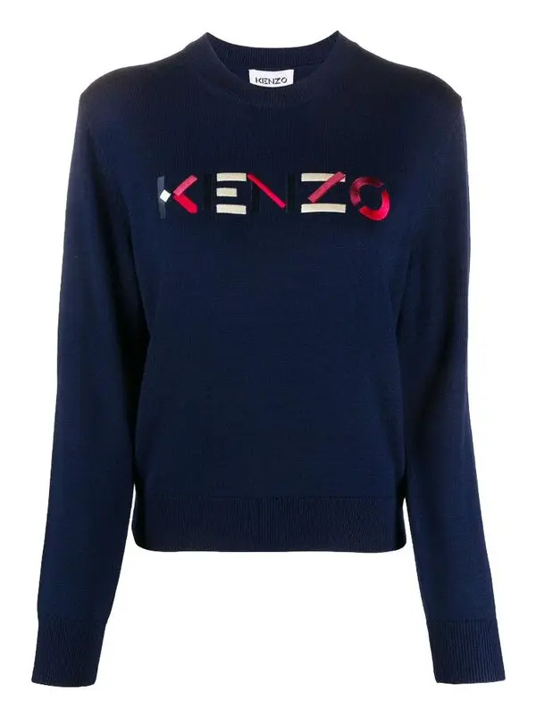 Kenzo Logo Embroidered Wool Jumper - Black