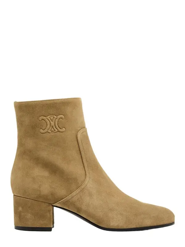 Celine Triomphe Suede Ankle Boots - Brown