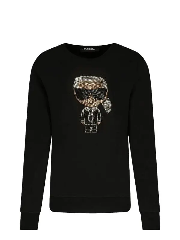 Karl Lagerfeld K/ikonik Embellished Crewneck Sweatshirt - Black