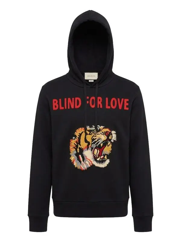Gucci Embroidered Tiger Hooded Sweater - Black