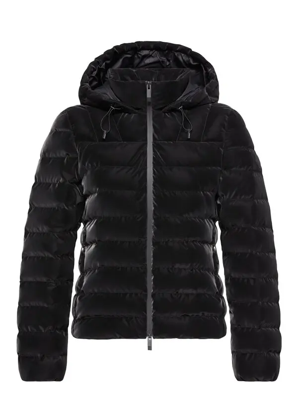 Moncler Logo Patch Quilted Hooded Jacket - Black