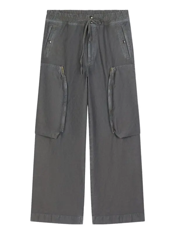 Dries Van Noten Wide Leg Overdyed Cargo Trousers - Black