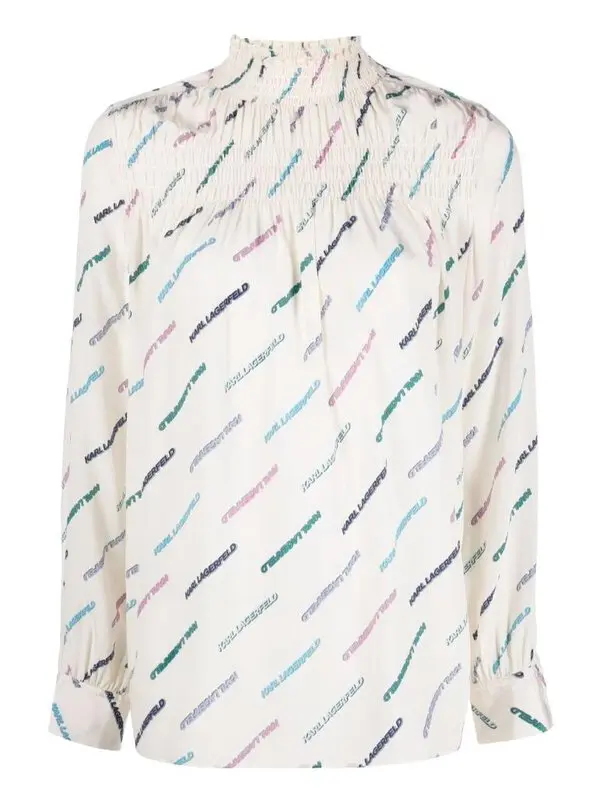 Karl Lagerfeld Logo-print High-neck Blouse - White