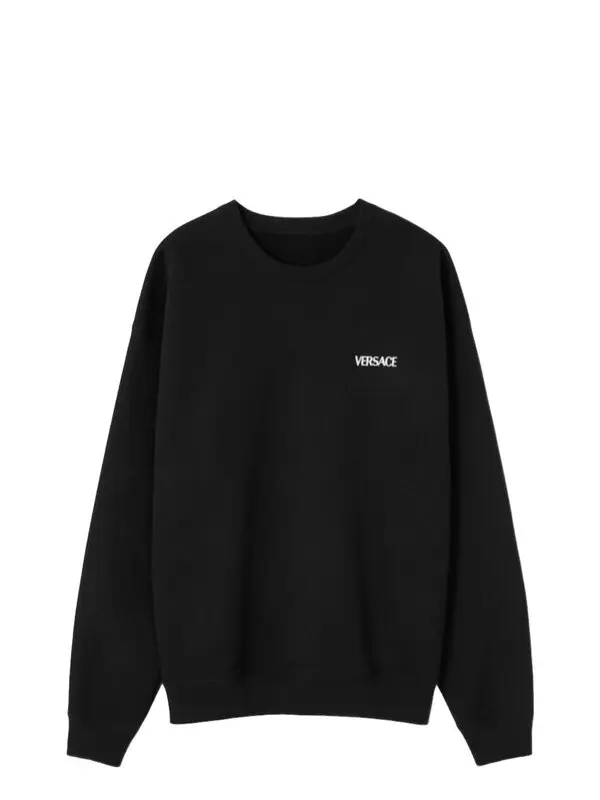 Versace Crewneck Sweatshirt With Embroidered Logo And Graphic Print - Black