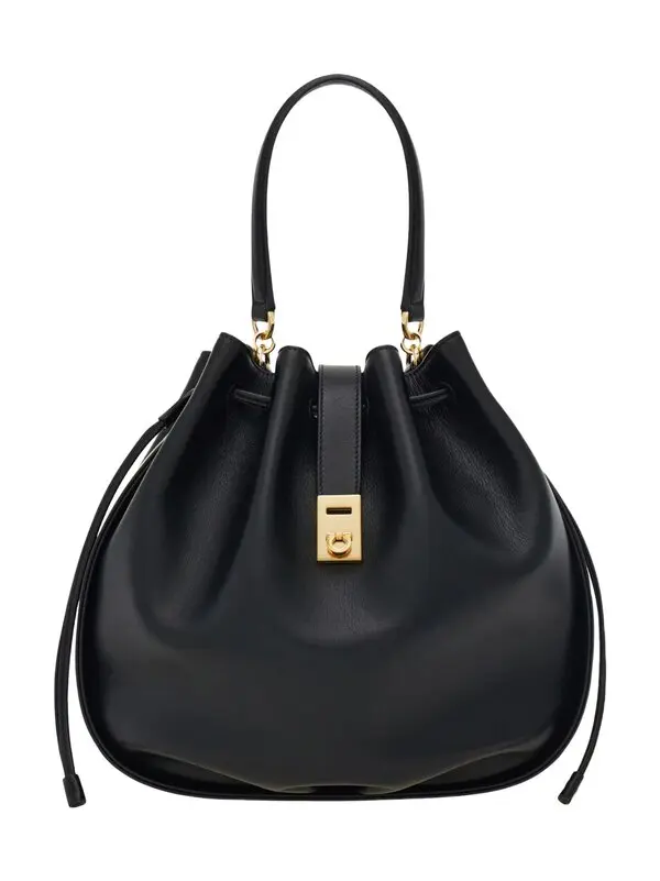 FERRAGAMO Hug Buckle Bucket Bag - Black