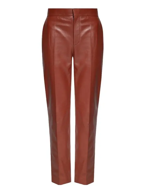 Chloé Mid-rise Straight Leather Trousers - Red