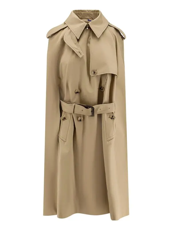 Burberry Double Breasted Belted Trench Coat - Beige