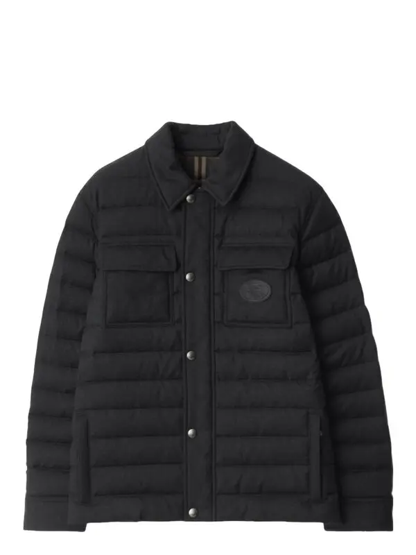 Burberry Wool Flannel Padded Overshirt - Charcoal-grey
