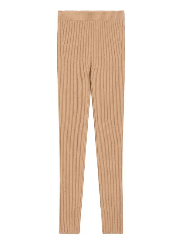 Max Mara Apogeo Ribbed Knit Leggings - Camel