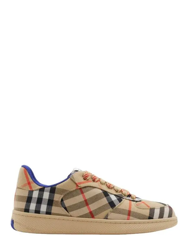 Burberry Checked Lace-up Sneakers - Sand-colored