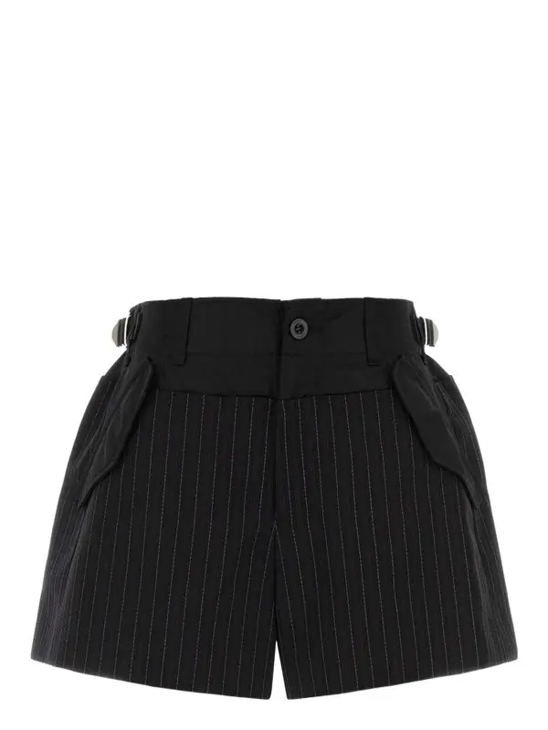 Sacai Stripe Belted Shorts - Black