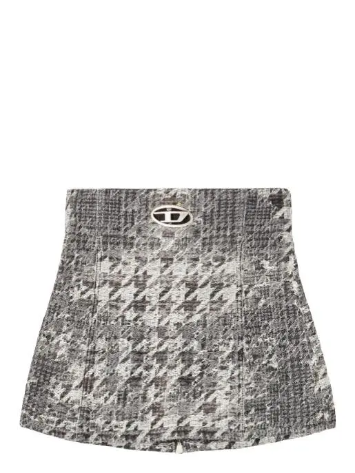 DIESEL® Prince Of Wales Jacquard Peplum Top - Black/dark Grey