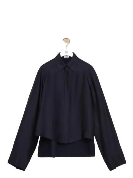 Loewe Long Sleeved Cape Shirt - Deep Navy Blue