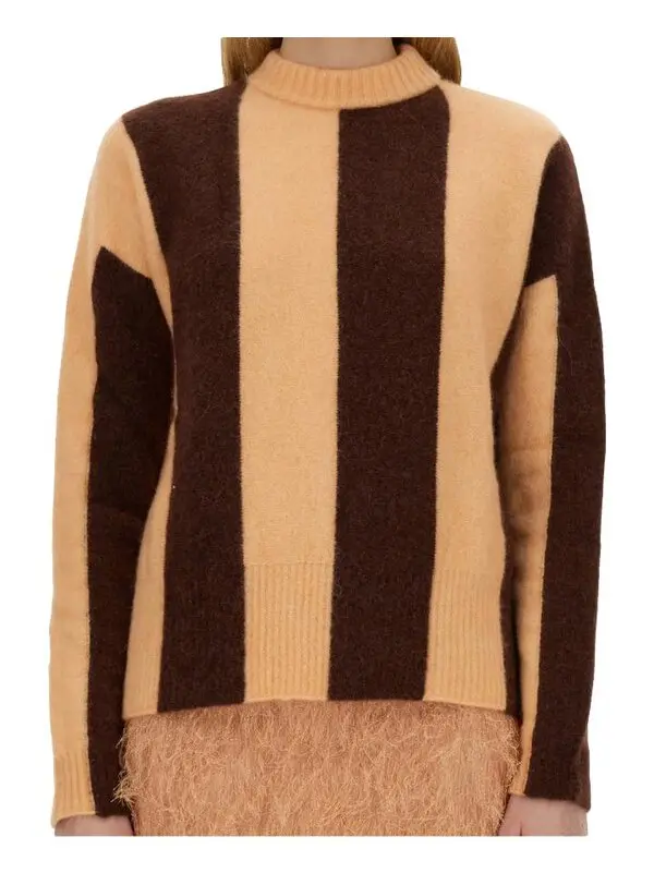 ALYSI Striped Knit Jumper - Brown