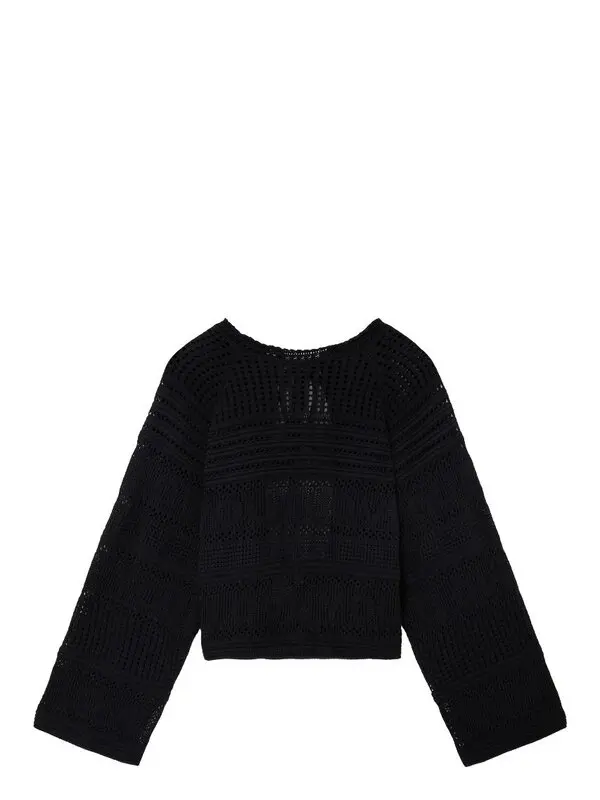 Stella McCartney Crochet-knit Crewneck Top - Black