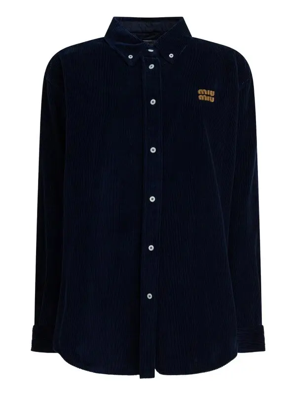 Miu Miu Corduroy Oversized Poplin Shirt - Blue