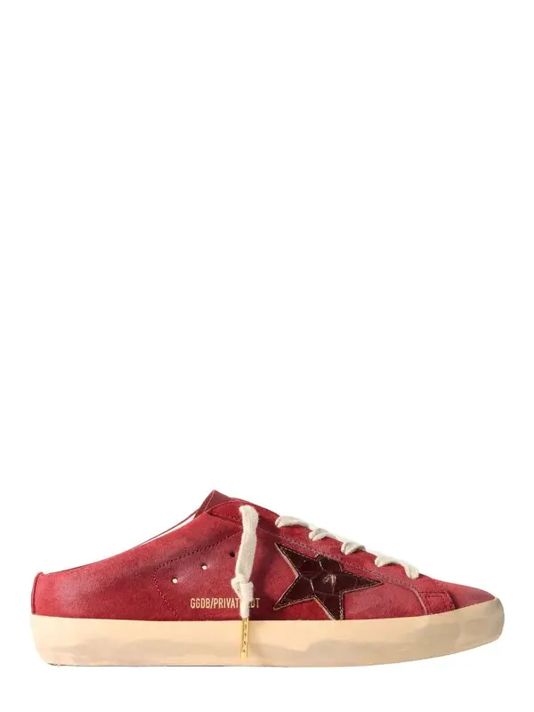 GOLDEN GOOSE Red Suede Lace-up Mules - Nude