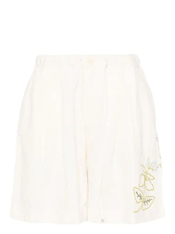 STORY MFG. Bridge Floral-embroidered Shorts - White