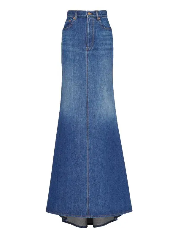 Valentino Garavani High-waisted Denim Maxi Skirt - Blue