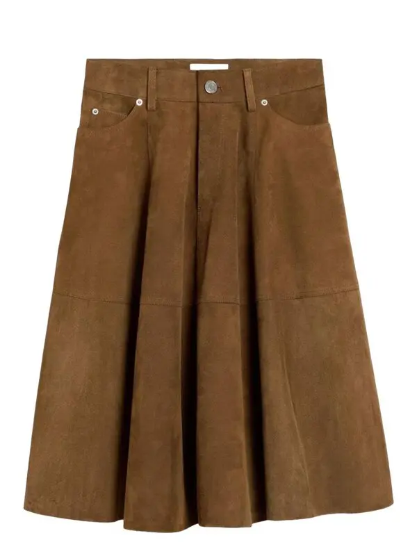 Ami Suede A-line Midi Skirt - Hazelnut
