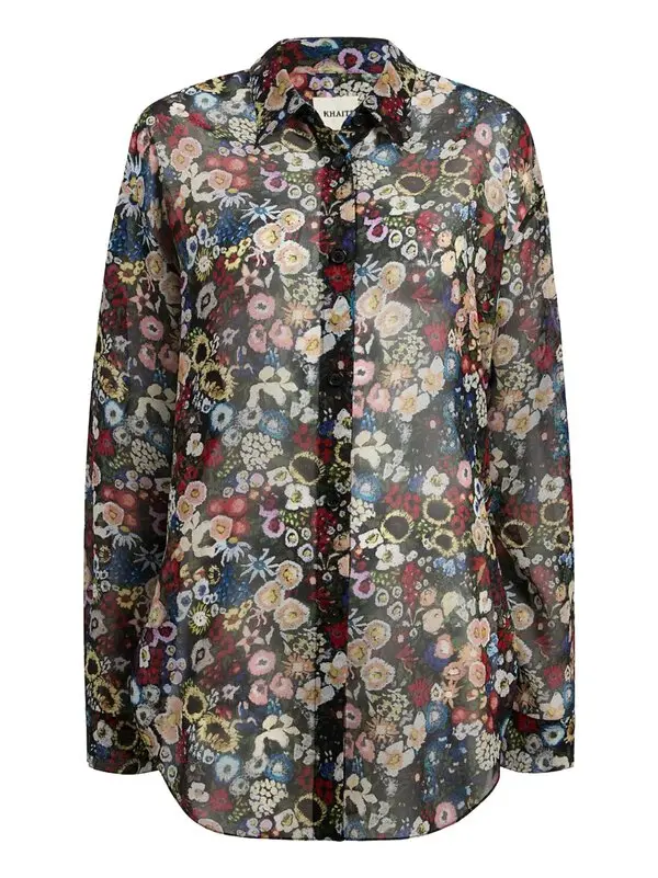Khaite Goya Floral Printed Buttoned Shirt - Gray