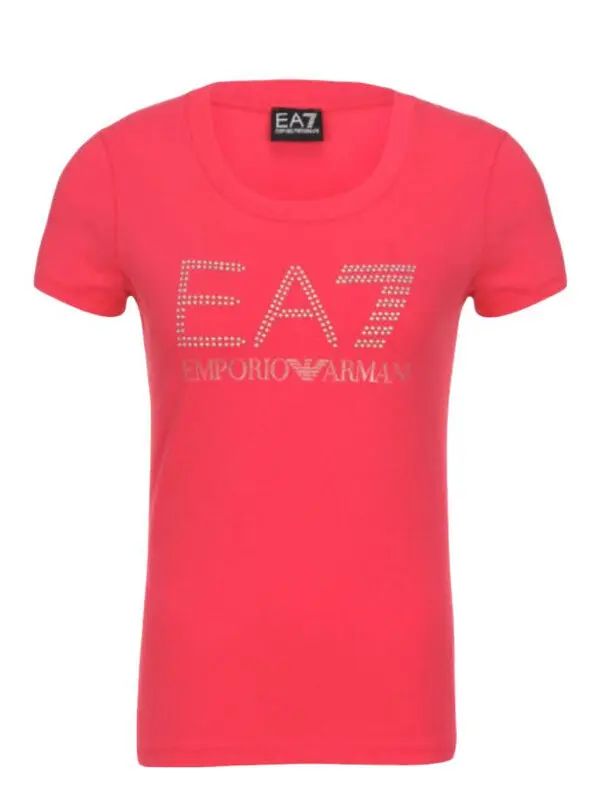 Emporio Armani Round Neck Short Sleeve T-shirt With Logo Detail - Red