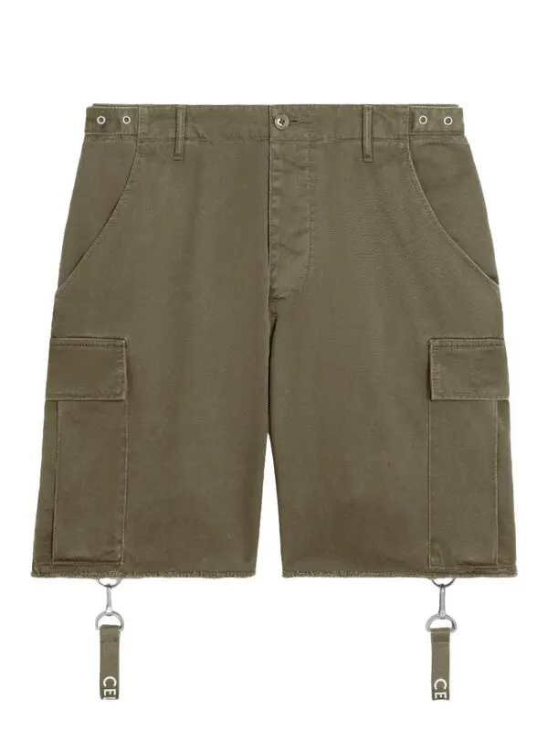Celine Cotton Shorts With Straps - Green